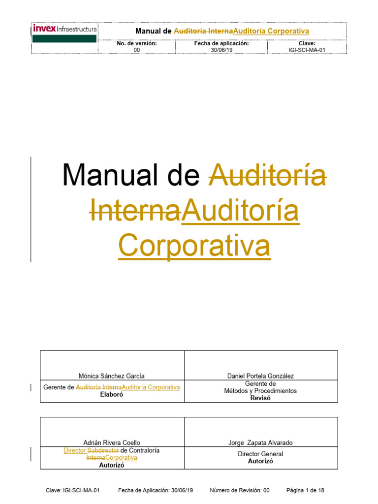IGI-SCI-MA-01 00 Manual de Auditoría Interna | PDF | Auditoría | Business