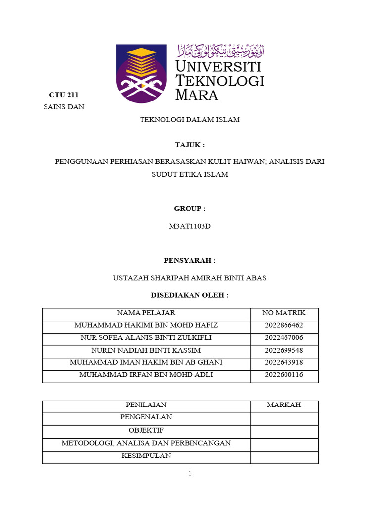 Kertas Kerja Ctu 211 | PDF