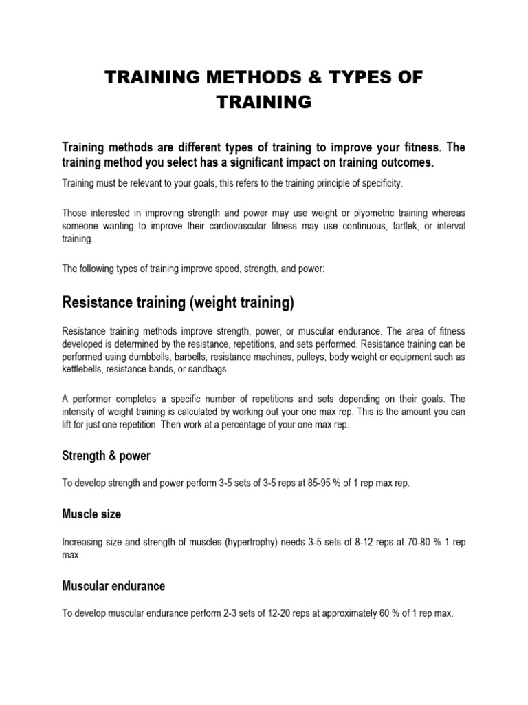 Lesson 9 - Training Methods - 074924 | PDF | Strength Training ...