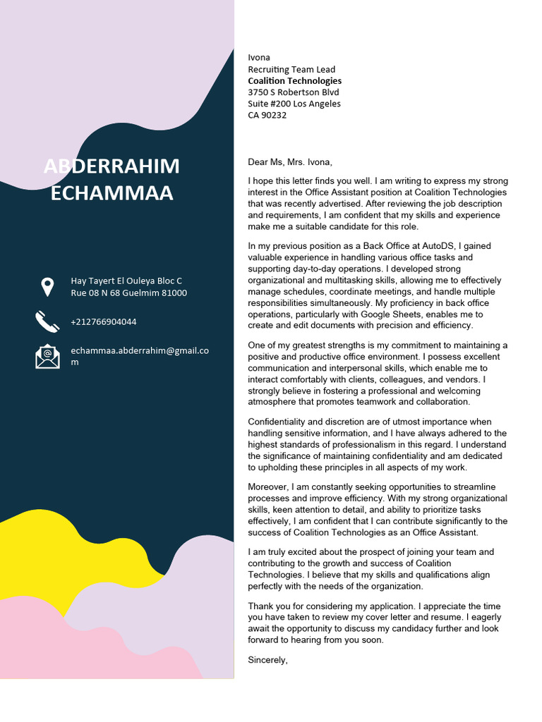 Cover Letter Job | PDF | Organizational Behavior | Human Communication
