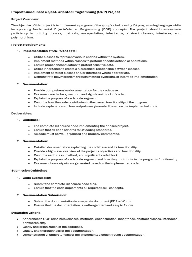 METE282 FinalProject Guidelines | PDF | Method (Computer Programming) | Class (Computer Programming)
