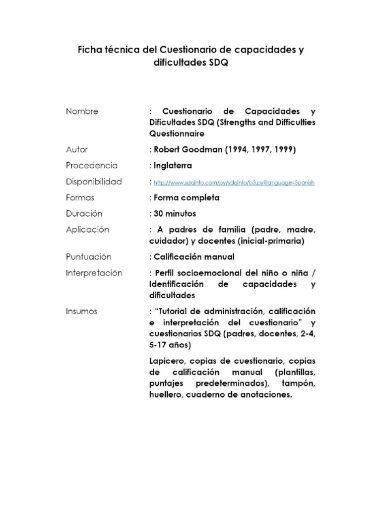 SDQ Manual | PDF