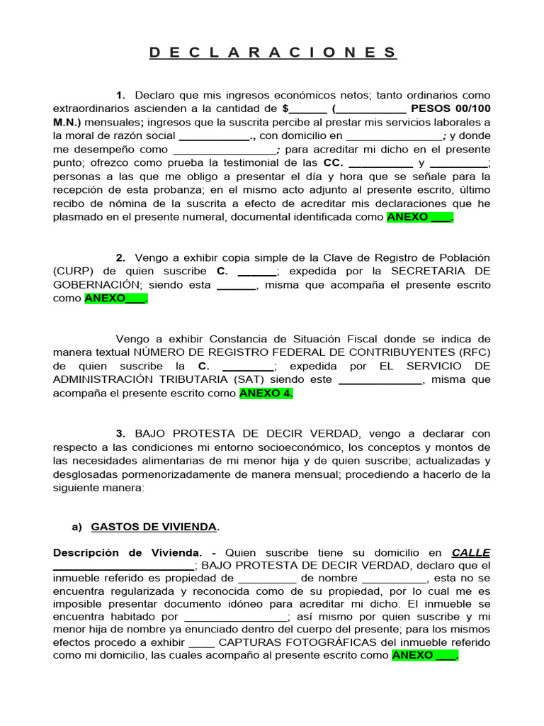 CUADRO DE DECLARACIONES PARA MEJOR PROVEER | PDF