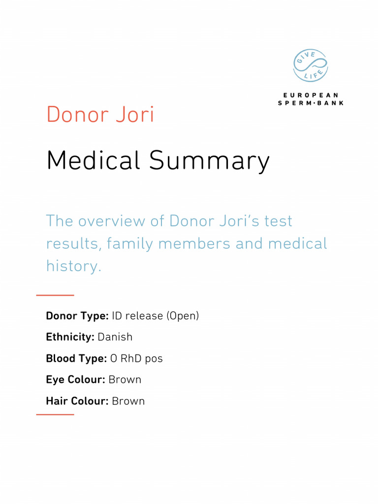 Donor Jori Medical Summary | PDF | Genetic Disorder | Medical Specialties