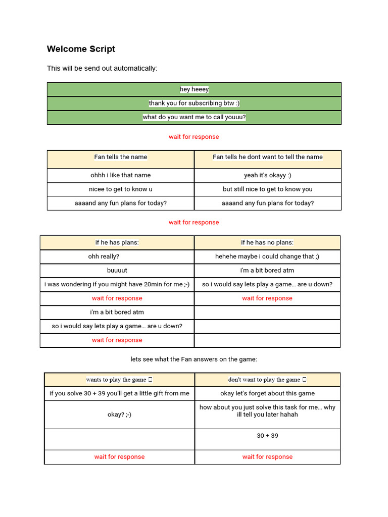 Welcome Script | PDF