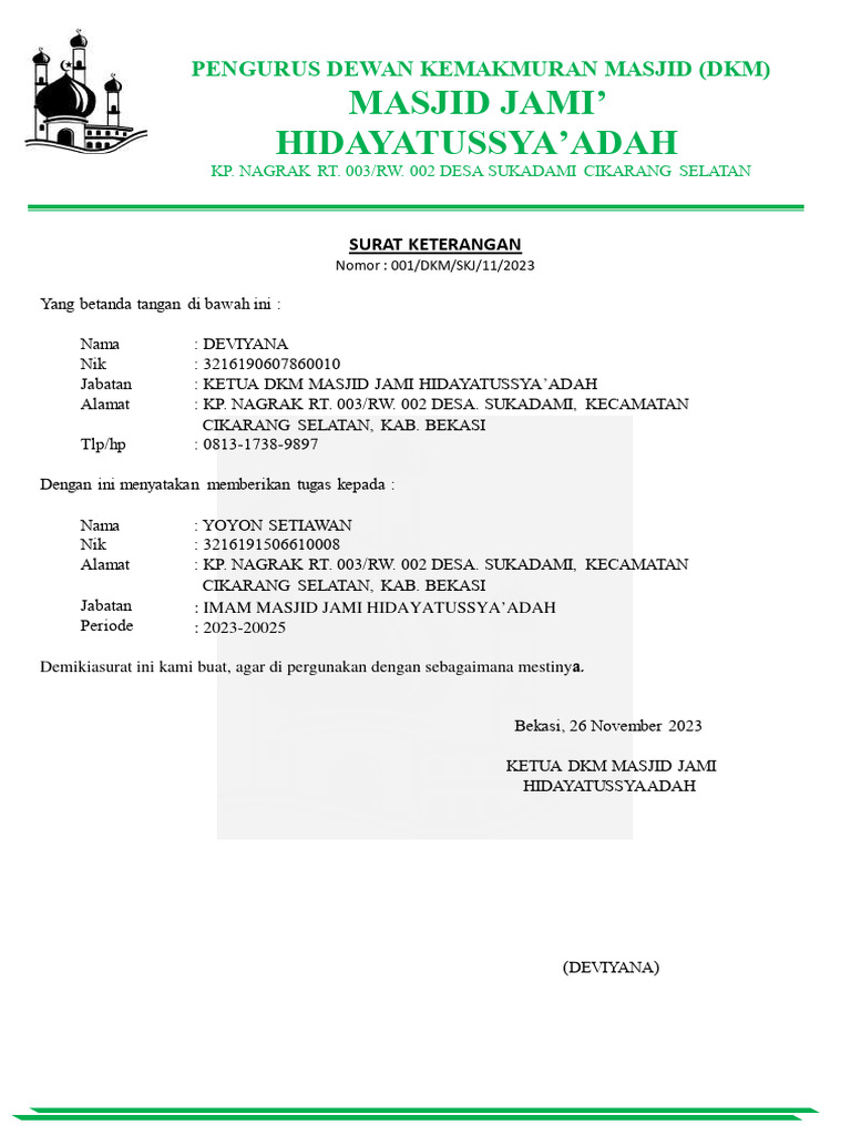 SK IMAM MASJID & MARBOT MASJID JAMI HIDAYATSSYA'ADAH 3 - Removed | PDF