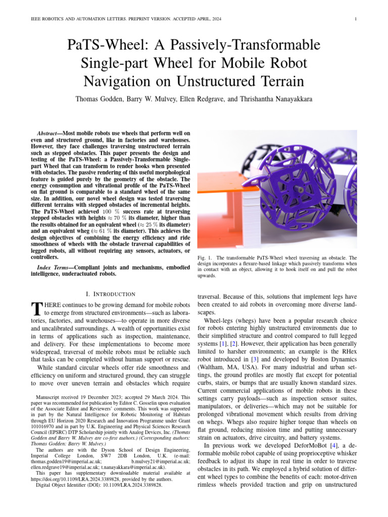 PaTS-Wheel - A Passively-Transformable Single-Part Wheel For Mobile ...