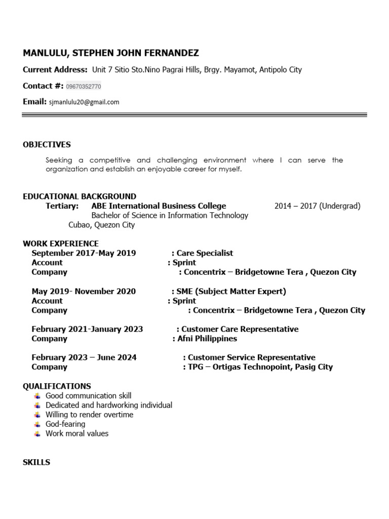 Manlulu CV (1) | Download Free PDF | Software | Computing