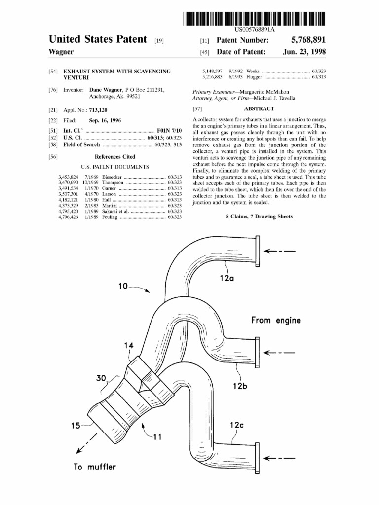 Exhaust System With Scavenging Venturi Patent US | PDF | Mechanical ...