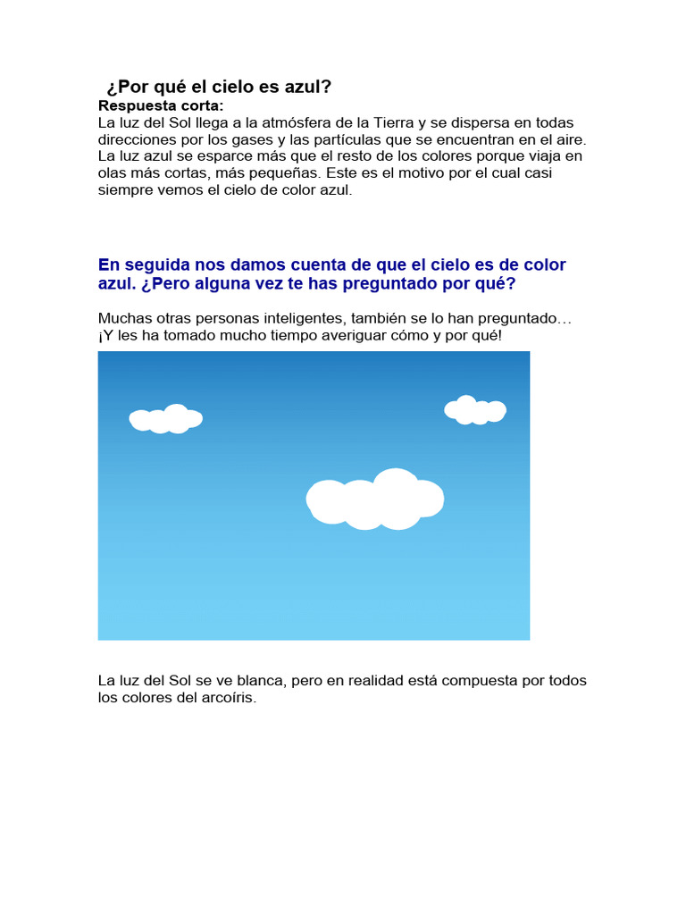 Por qué el cielo es azul | PDF | Cielo | Atmósfera