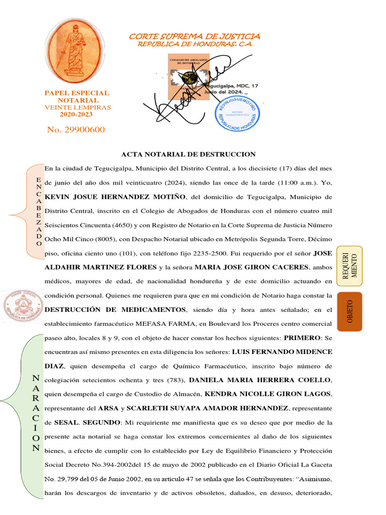Acta Notarial de Destruccion Diapo | PDF
