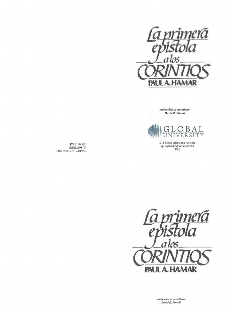 La Primera Epístola A Los Corintios - Paul Hamar | PDF