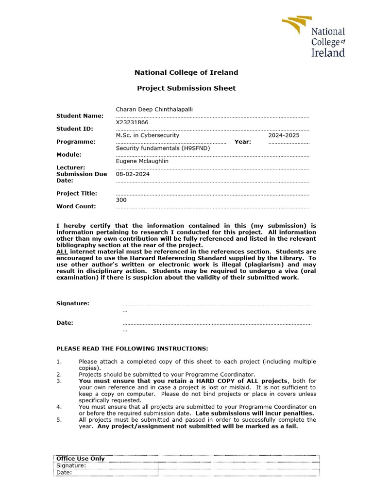 Project Cover Sheet AI Declarationc | PDF | Artificial Intelligence ...