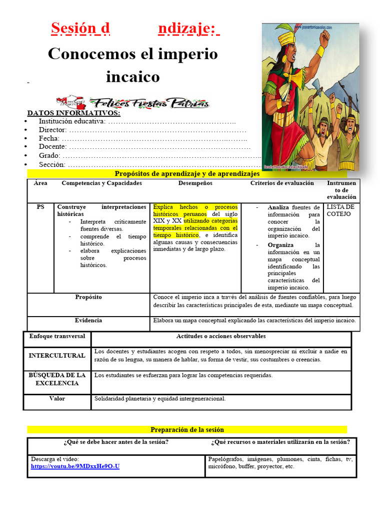 6º Grado Dia 5 Ps. Conocemos El Imperio Incaico | PDF | Imperio Inca ...