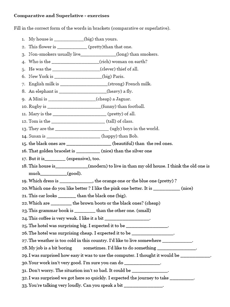 Comparative and Superlative | PDF | Languages | Foreign Language Studies