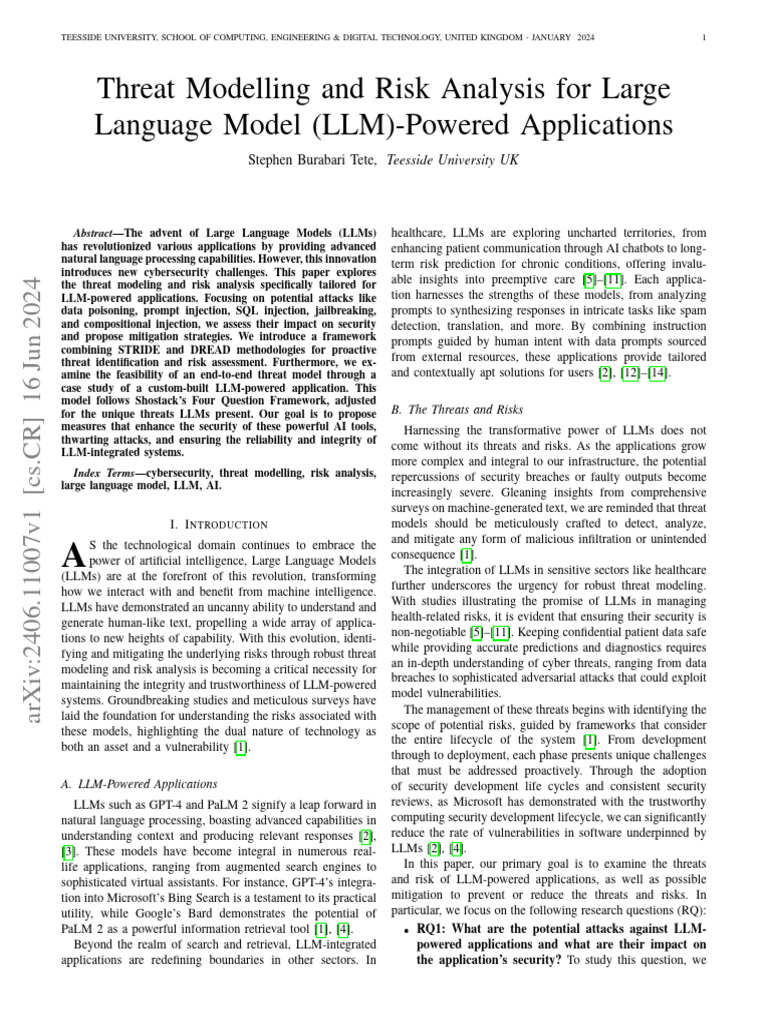 Threat Modelling and Risk Analysis of LLM Powered Apps | PDF | Security ...