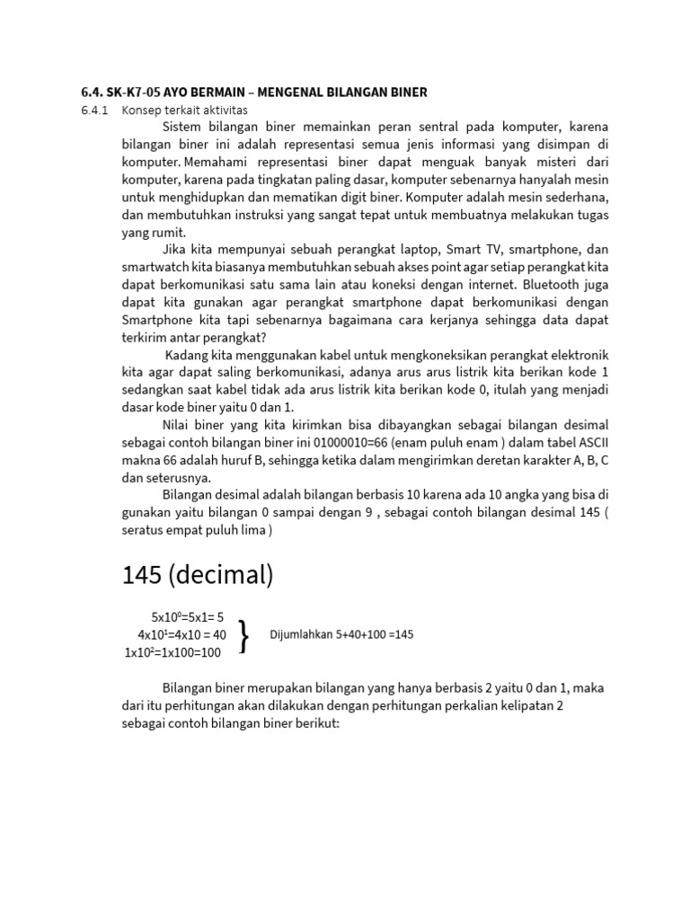 Referensi Materi - Mengenal Bilangan Biner | PDF