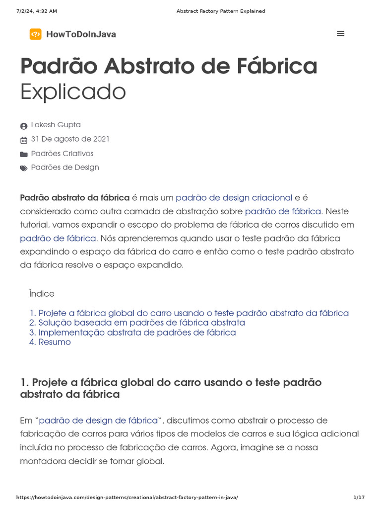 Abstract Factory Pattern Explained | PDF | Abstração | Design de software
