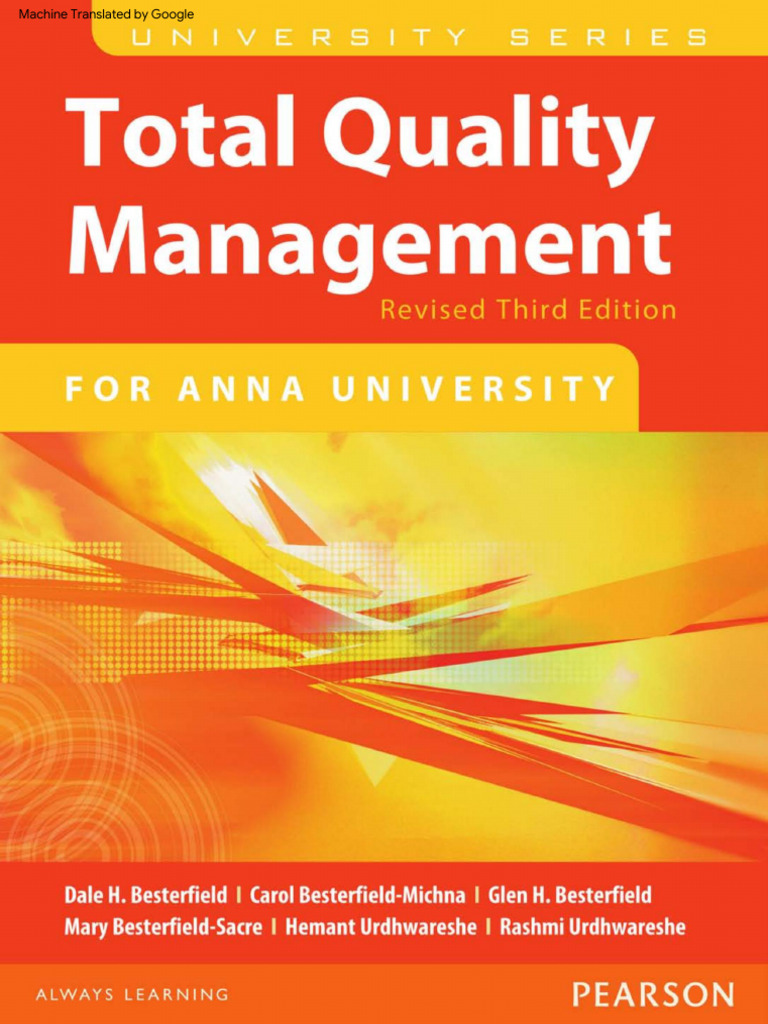 Total Quality Management by Dale H. Besterfield, Carol Besterfield ...