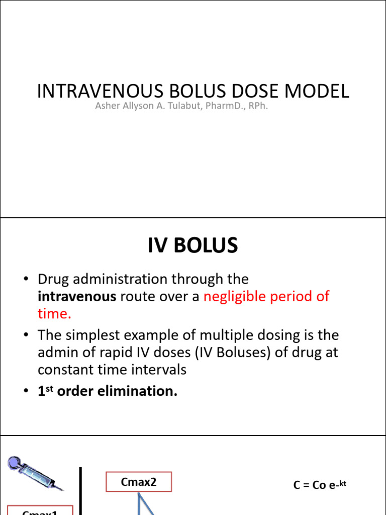 Intravenous Bolus Dose Model | PDF | Pharmacokinetics | Pharmaceutics