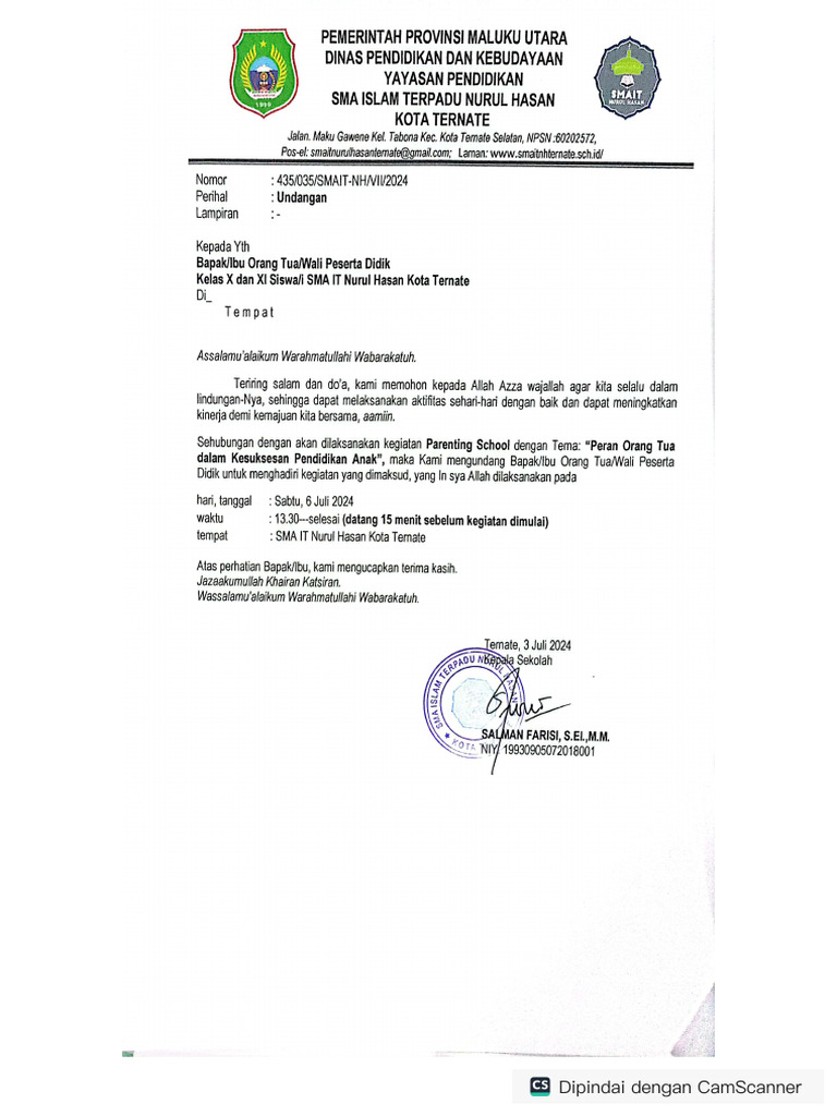 Undangan Parenting School | PDF