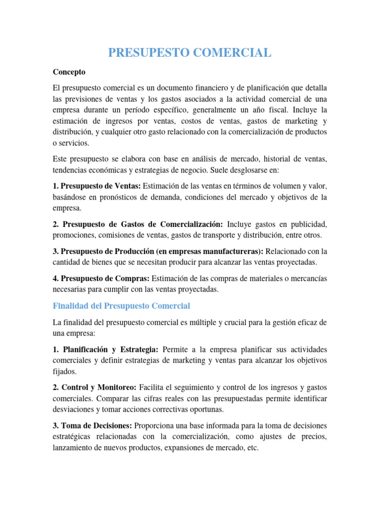 PRESUPUESTO COMERCIAL | PDF | Presupuesto | Business