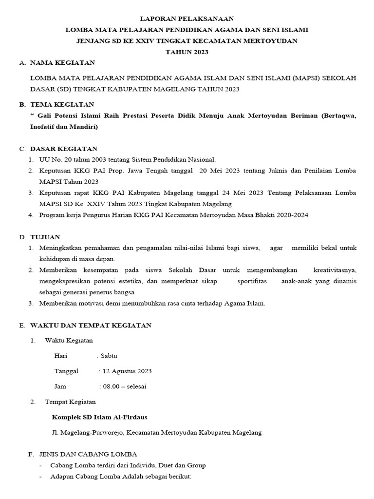 Lomba MAPSI SD Mertoyudan 2023 | PDF