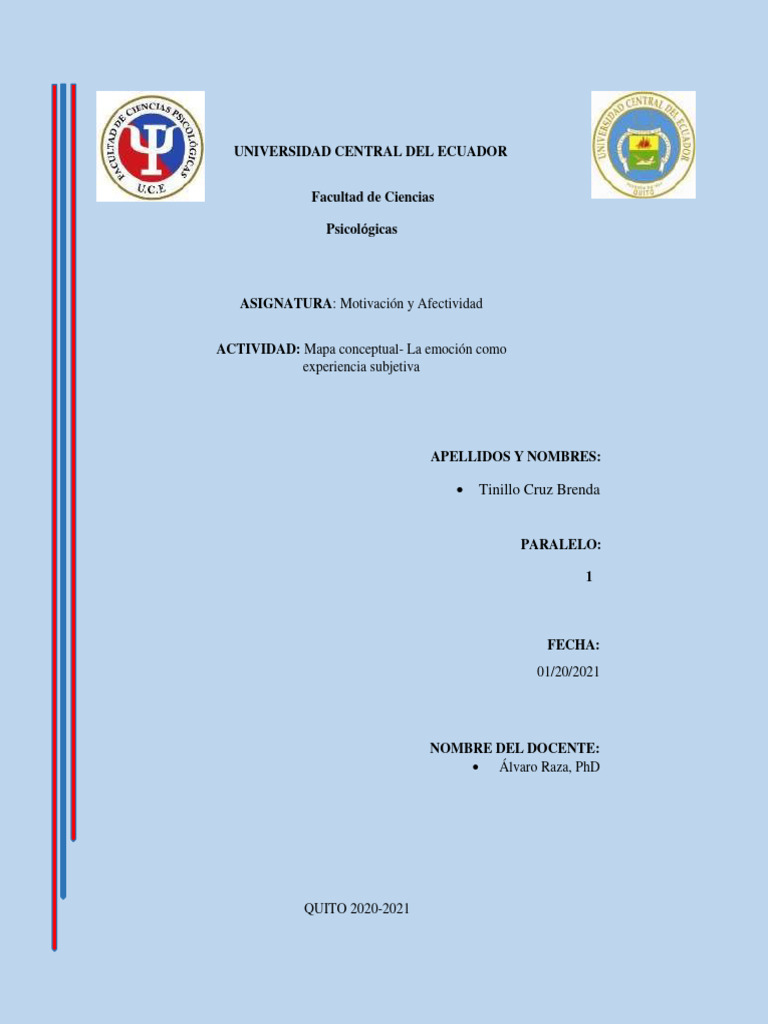 Emociones Como Experiencia Subjetiva Brenda Tinillo P1 Descargar