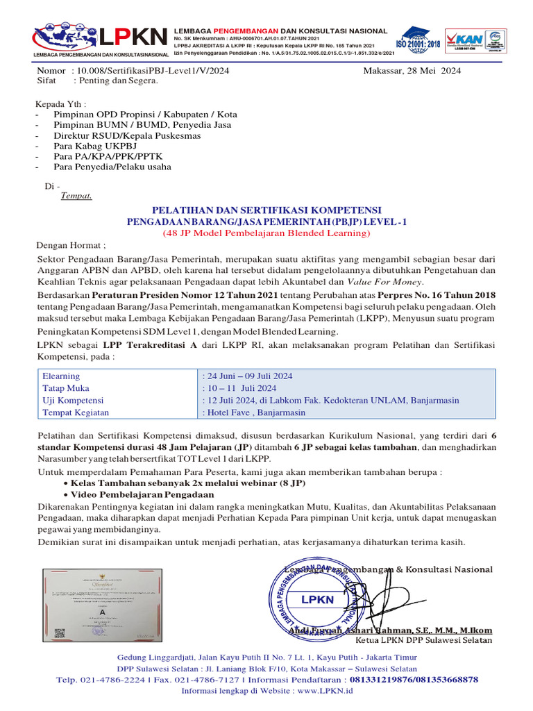 10.008 Undangan LPKN BJM | PDF | Bisnis