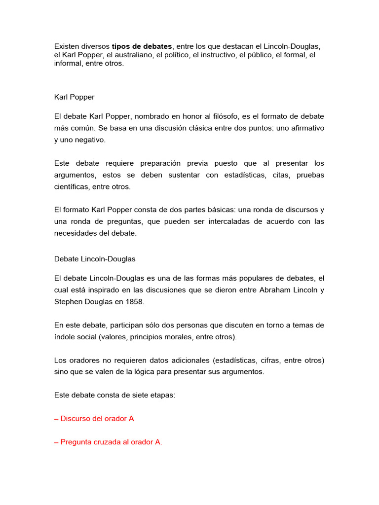 Tipos de Debate | PDF
