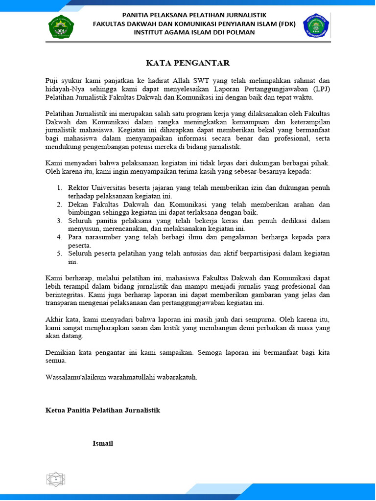 Contoh LPJ FDK Jurnalistik | PDF