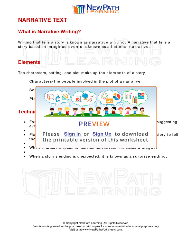 English 7 - Study Guide - Narrative Text | PDF