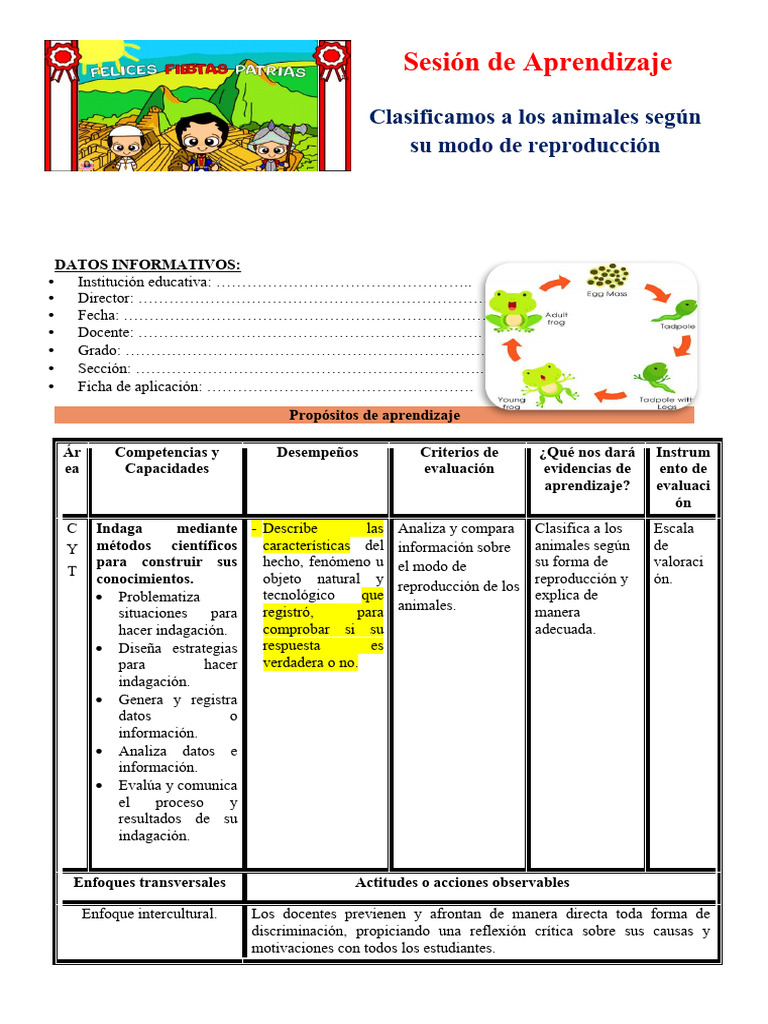 1° Sesión Día 4 Cyt Clasificamos A Los Animales Según Su Modo de ...