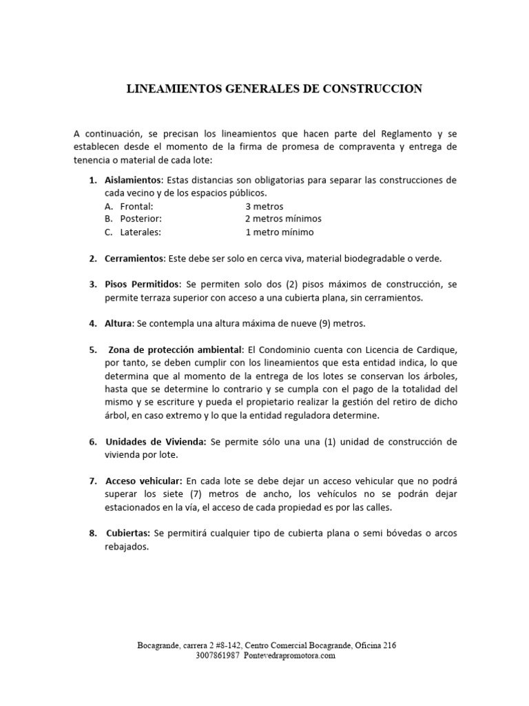 Normativa Lineamientos de Construccion | PDF