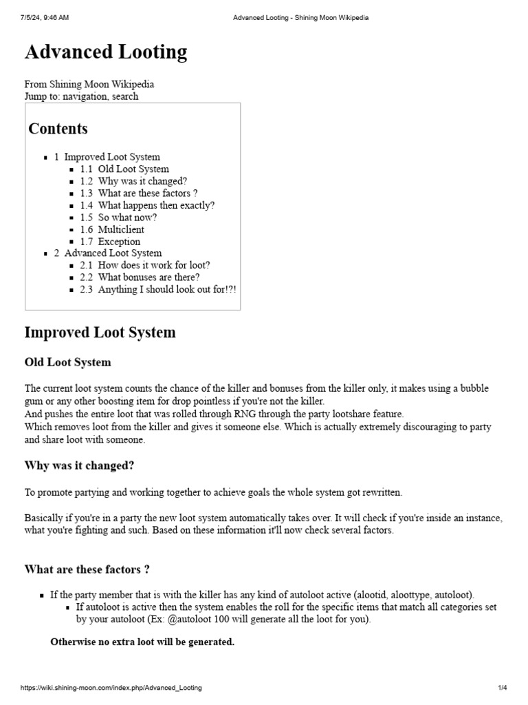 Advanced Looting System Explained | PDF | Computing