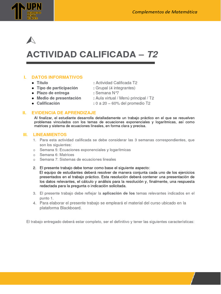 T2 - Complementos de Matemática WA y CAD | PDF | Ecuaciones | Matemáticas