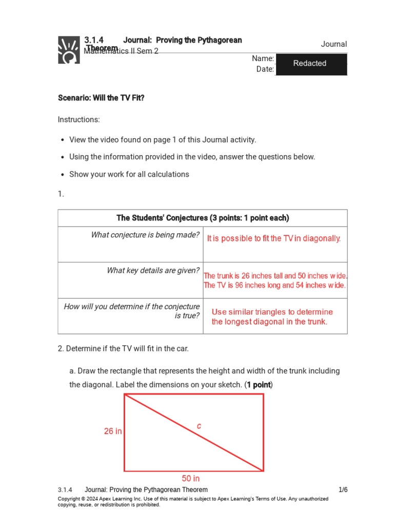 Proving the Pythagorean Theorem Journal | PDF | Triangle | Elementary ...