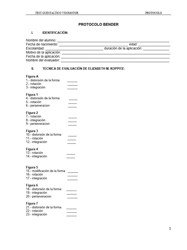 Respuestas de Bender Protocolo | PDF