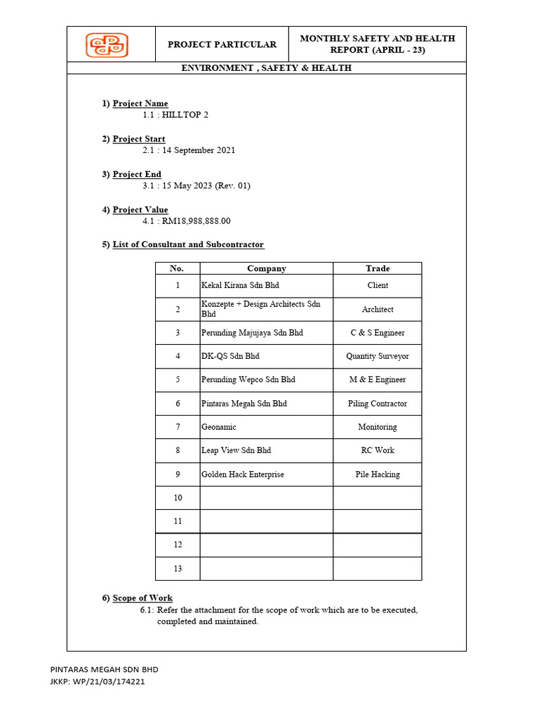 5.1 Project Particular | PDF