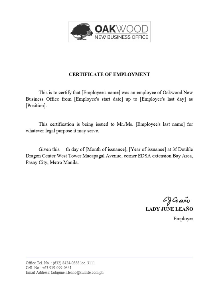Certificate of Employment | PDF