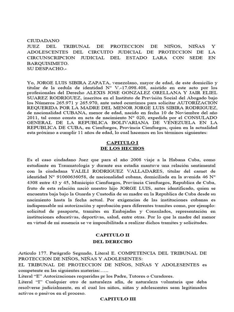 Autorizacion Maracucho Niño Cubano | PDF | Documento de identidad | Cuba