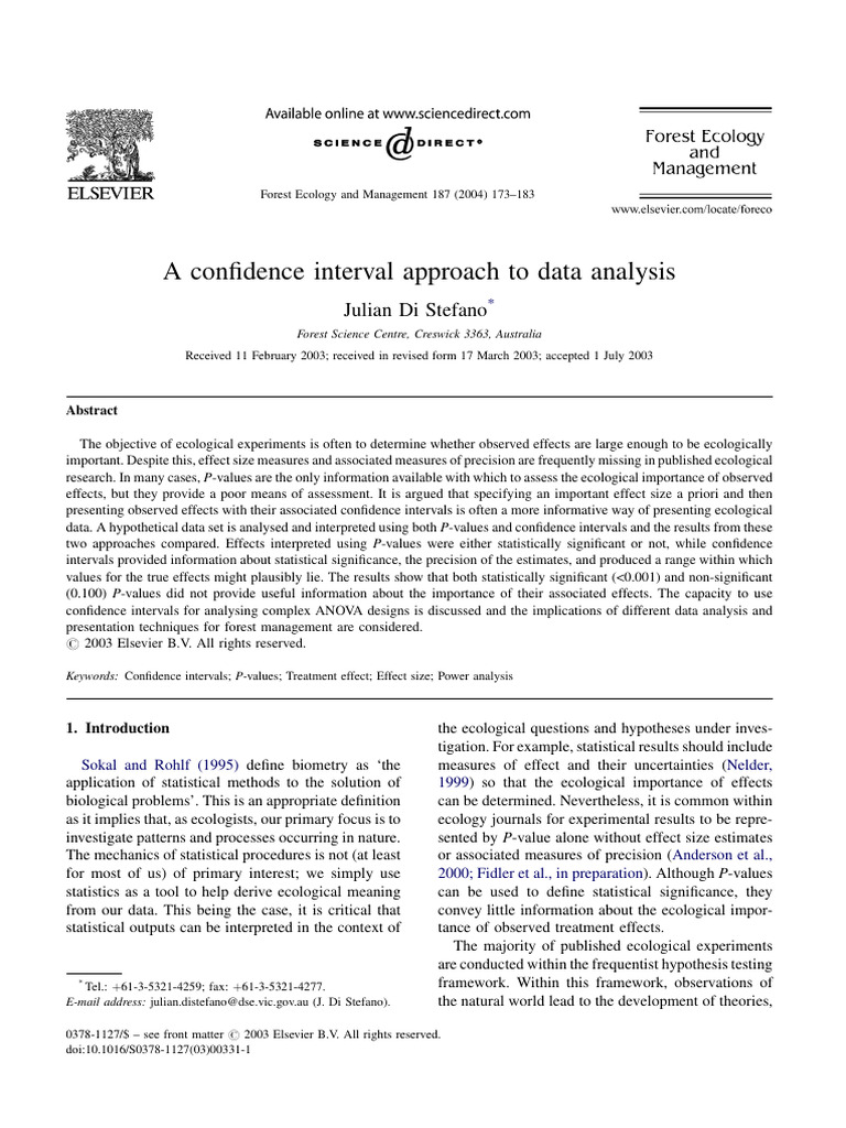 A Confidence Interval Approach To Data Analysis | PDF | P Value ...