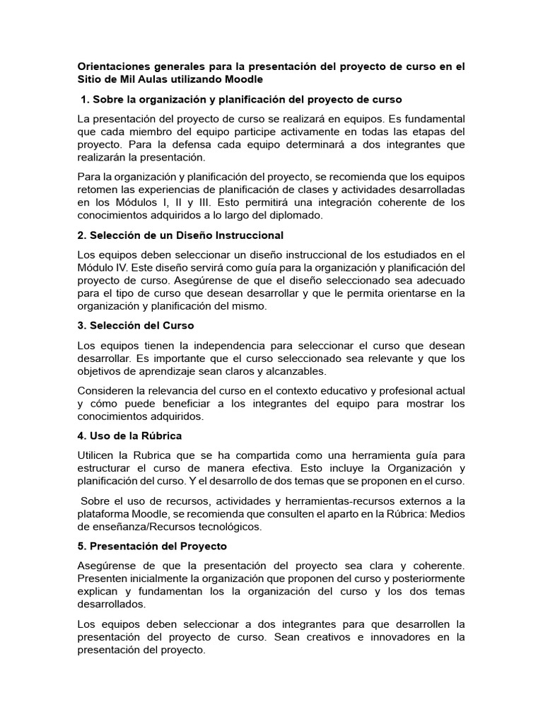 Guía para Presentar Proyectos en Moodle | PDF | Moodle | Modificación de comportamiento