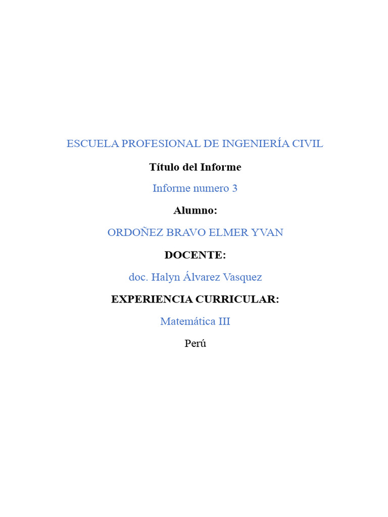 Informe 4 Mate 3 Yvan Ordoñez | PDF