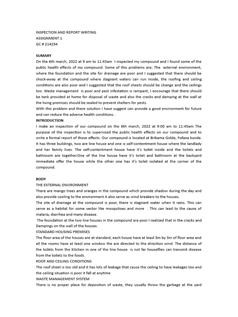 Inspection and Report Writing | PDF | Pest (Organism)