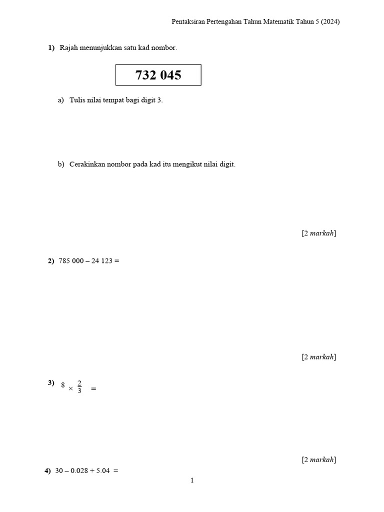 2024 Soalan PPT MT5 | PDF