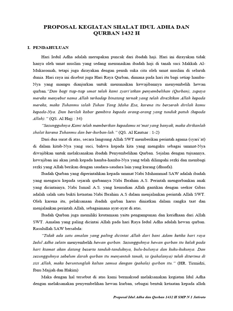 Proposal Qurban Idul Adha 1432 H | PDF