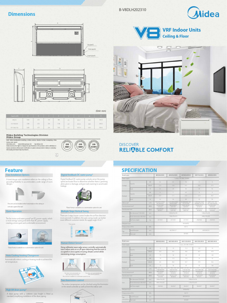 PD - Midea - V8 Ceiling Floor - VRF - Brochure - 20231016 - V1 | PDF | Pipe (Fluid Conveyance ...
