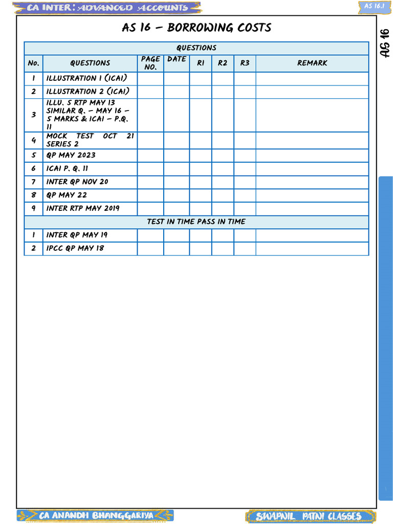 AS 16 - Revision (Question Bank) | PDF | Interest | Expense AS 16 - Revision (Question Bank) | PDF | Interest | Expense