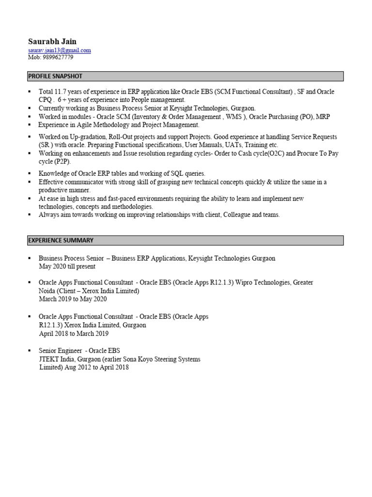 Resume - Saurabh Jain | PDF | Supply Chain Management | Enterprise ... Resume - Saurabh Jain | PDF | Supply Chain Management | Enterprise ...